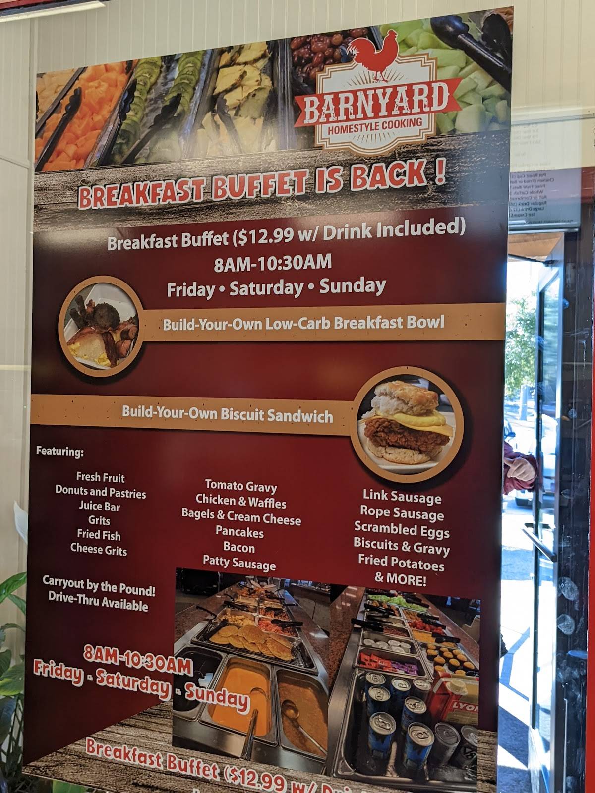 Menu at Nelson's "Barnyard" Buffet, Saraland