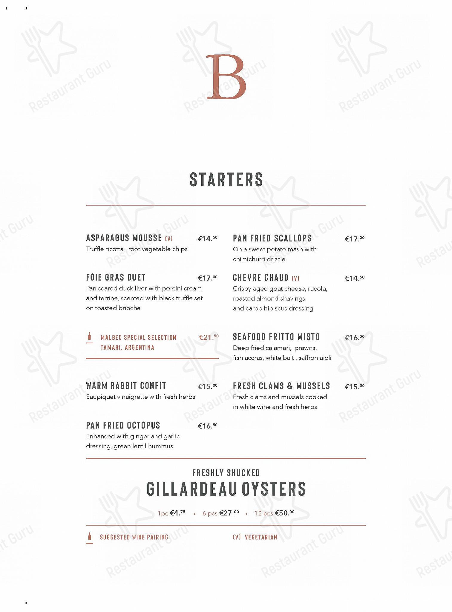 Menu at Barracuda Restaurant, Saint Julian's