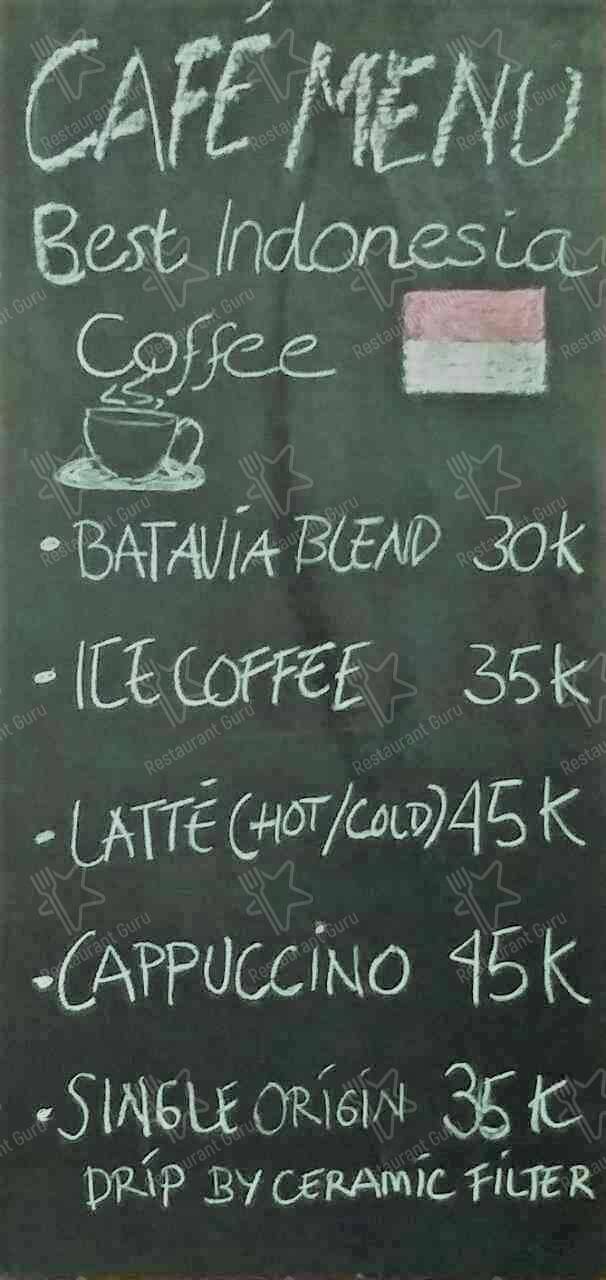 Carta del café Batavia Coffee & Nuts, Yakarta