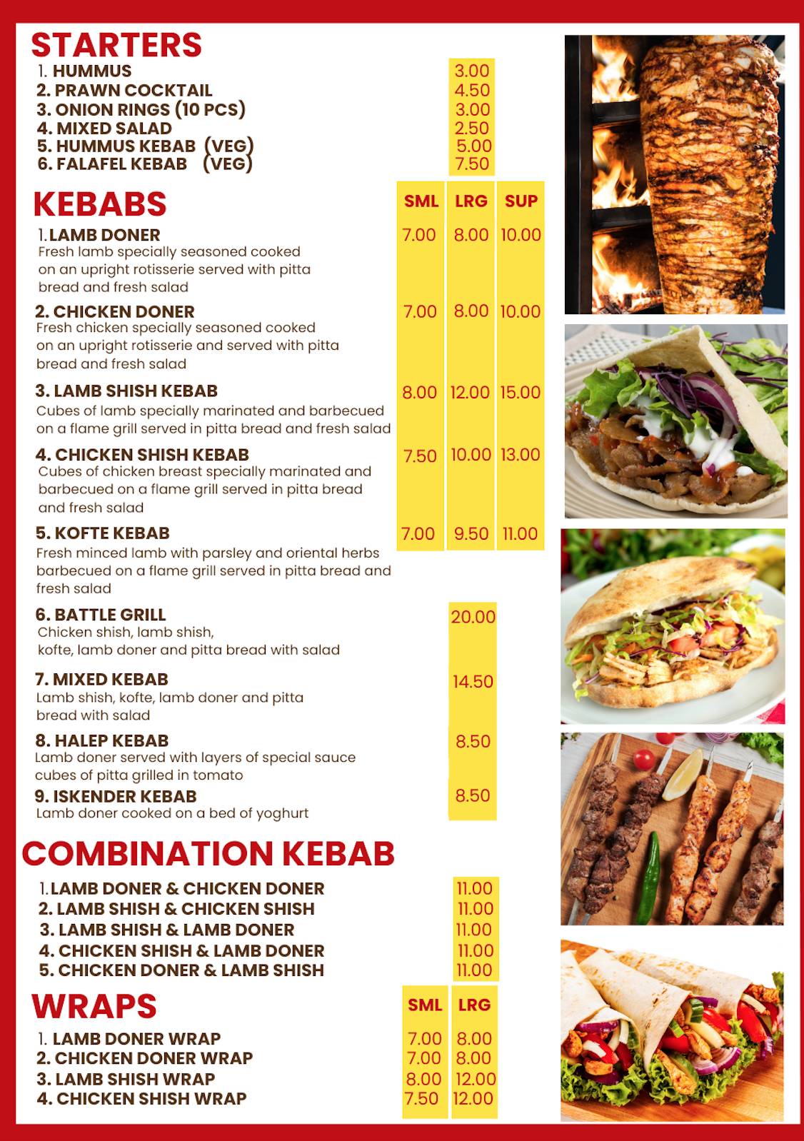 Menu at Battle Kebabs, Fish & Chips Cafe Restaurant, Battle, Unit 1