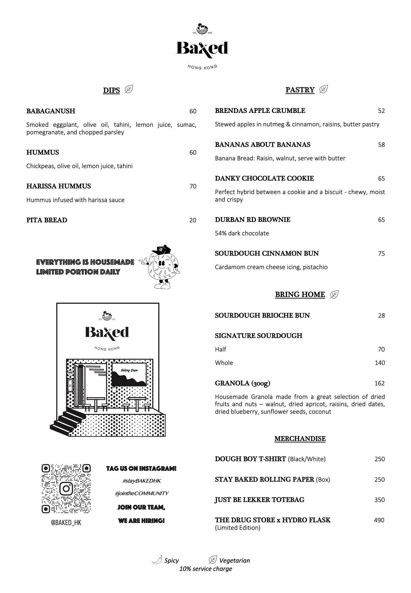 Menu at Baked cafe, Hong Kong, No.14 Elgin Street