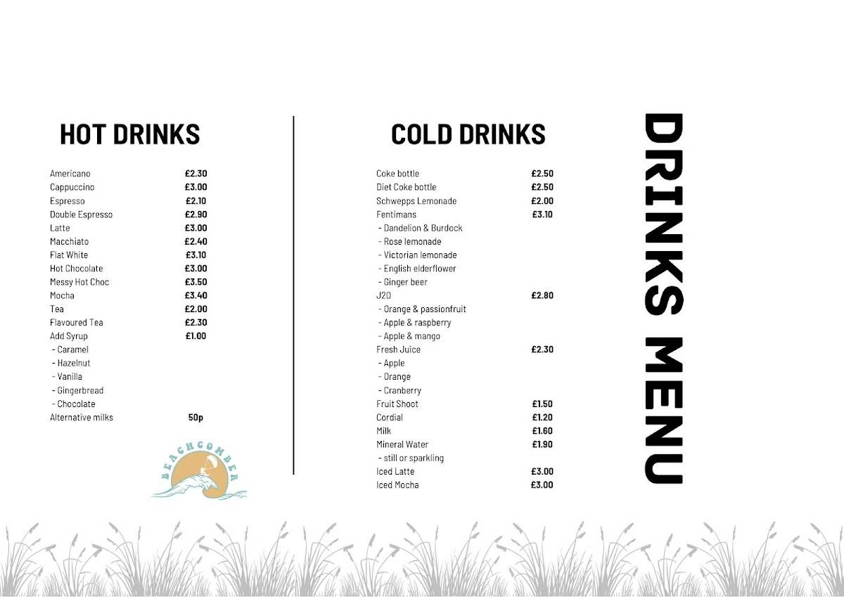 Menu at Beachcomber Café cafe, Lytham Saint Annes, Windsports Centre ...