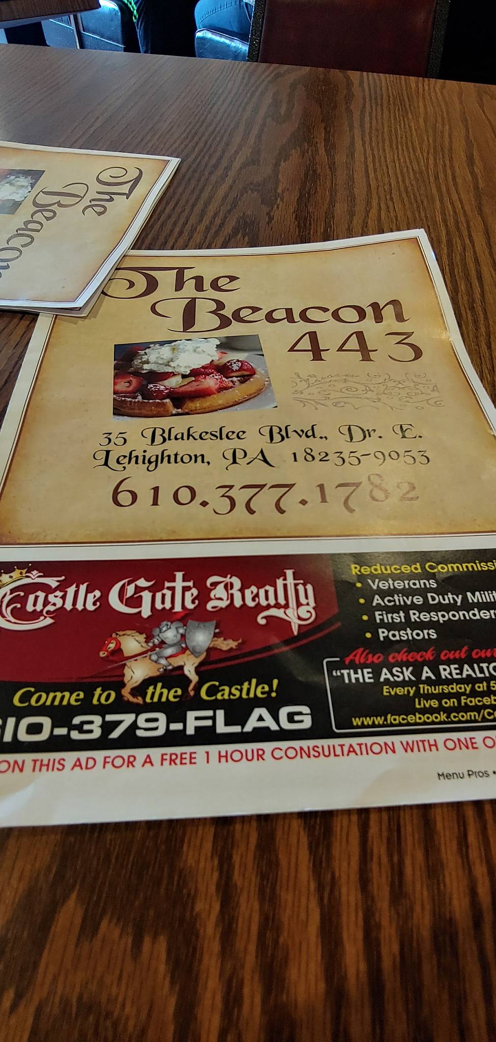 Menu at Beacon 443 restaurant, Lehighton