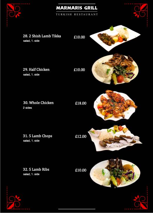 Menu at Marmaris Grill Turkish Restaurant, Bedford