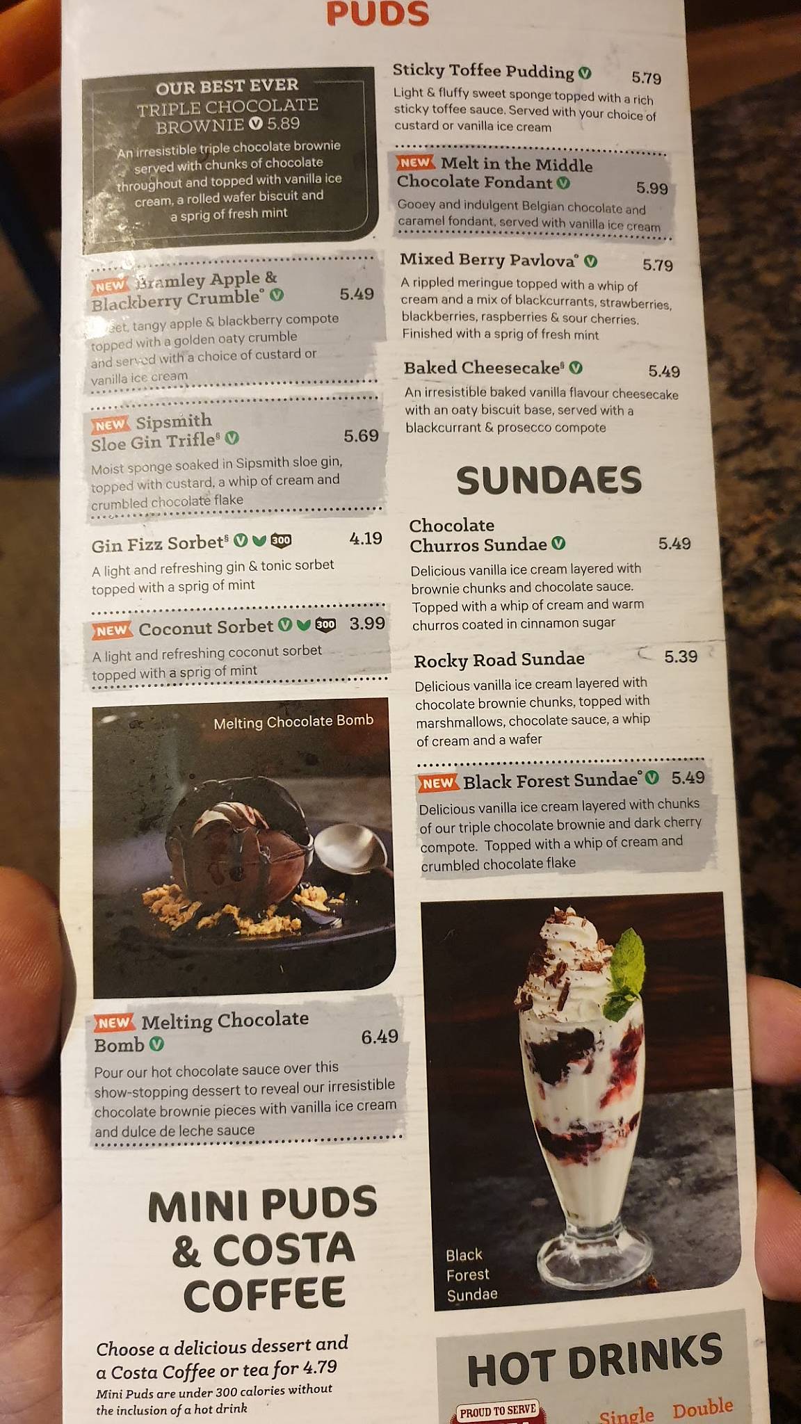 Carta del pub y bar Beefeater The Woodlands, Gravesend, Wrotham Rd