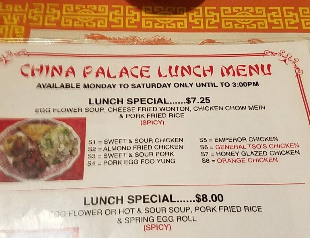 Menu at China Palace Restaurant, Bellingham