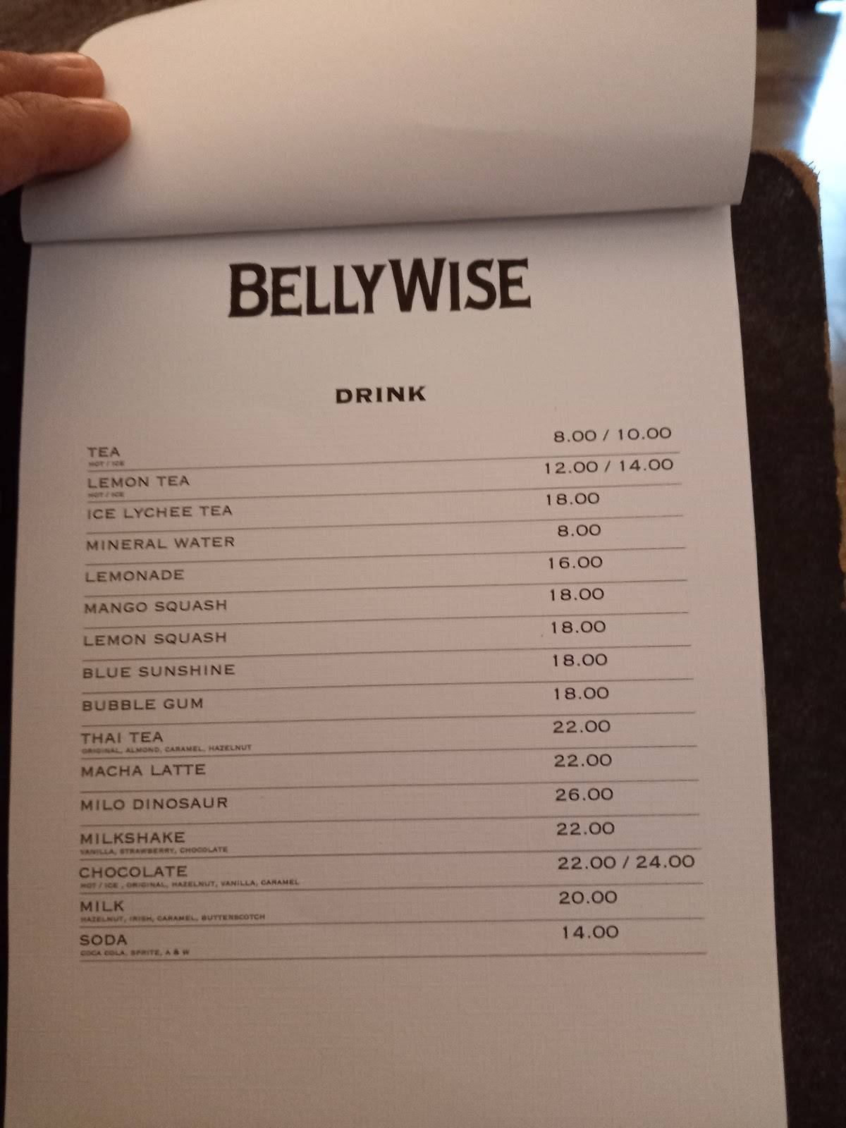 Menu at BellyWise Jogja restaurant, Yogyakarta