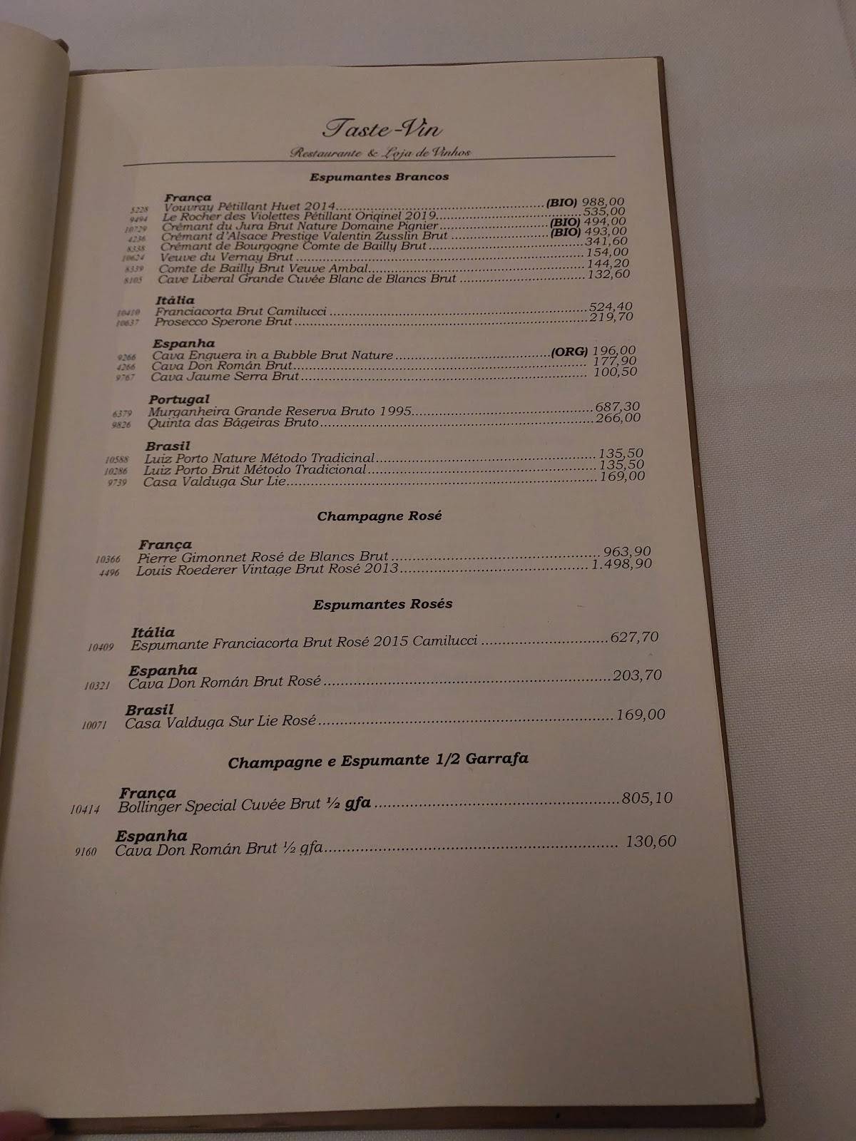 Menu em Taste-Vin restaurante, Belo Horizonte