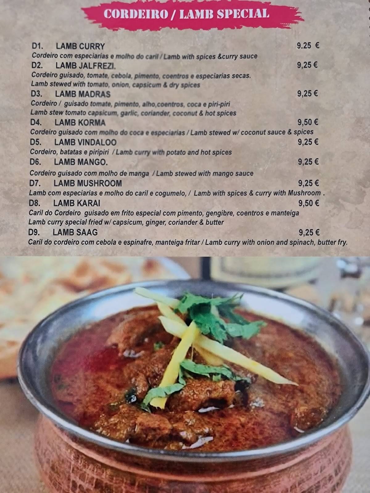 Carta del restaurante Bem Vindo resturante(Indian and Nepalese ...