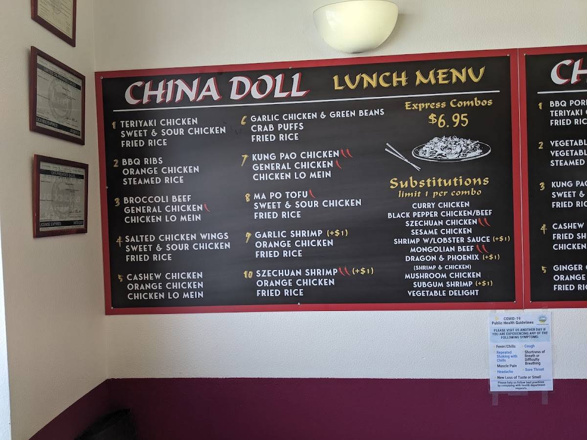 Menu at China Doll restaurant, Bend