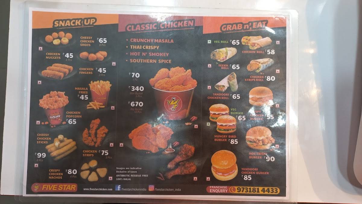 Menu at Five star chicken kengeri, Bengaluru, 386/597