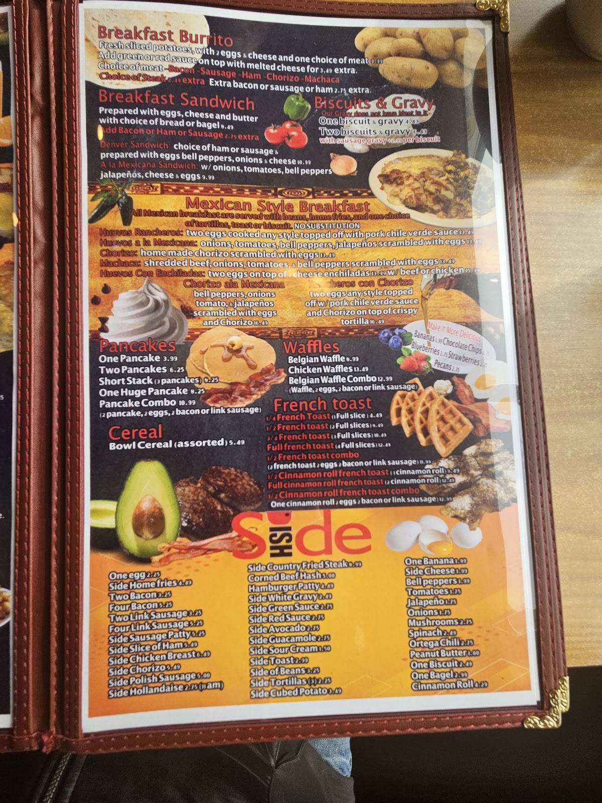 Menu at Beny's Diner restaurant, Cortez