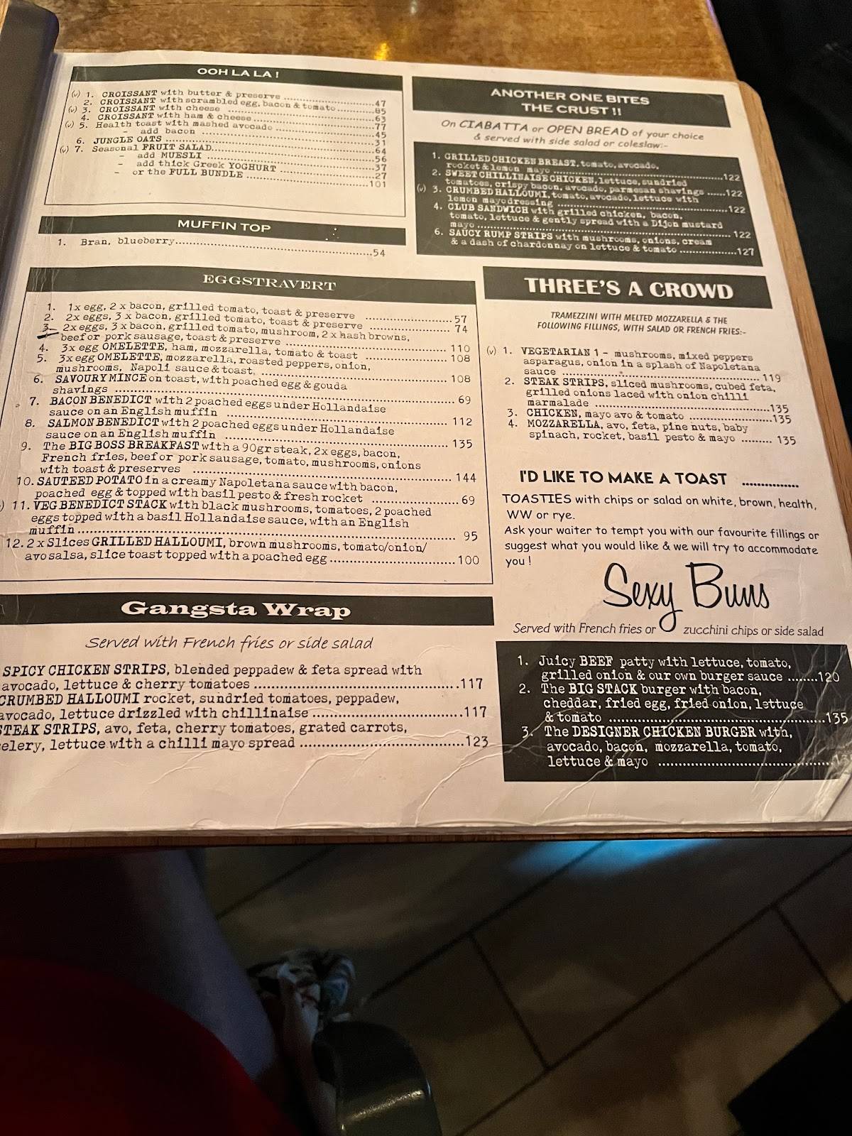 Menu at Next Chapter Restaurant, Durban