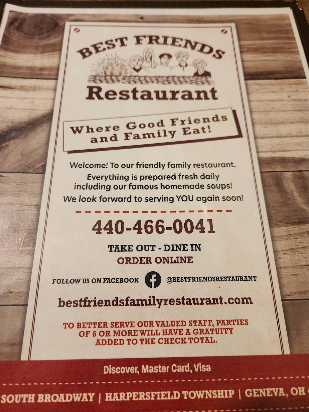 Menu at Best Friends Family Restaurant, Geneva