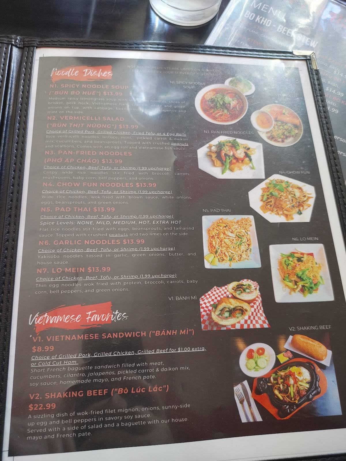 Menu at Best Taste of Pho Saigon restaurant, Blaine