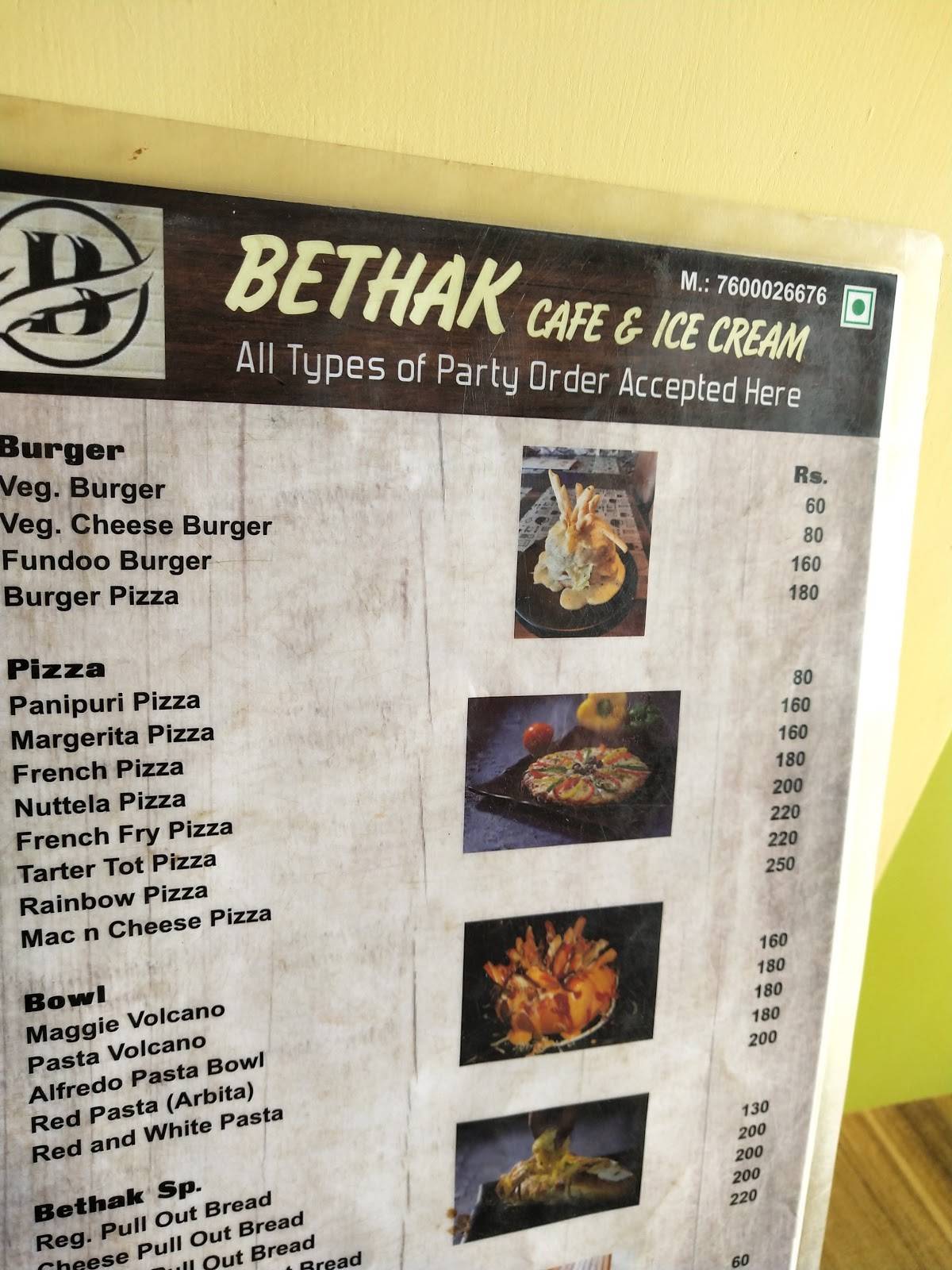 Menu at Bethak cafe & Icecream, Ahmedabad