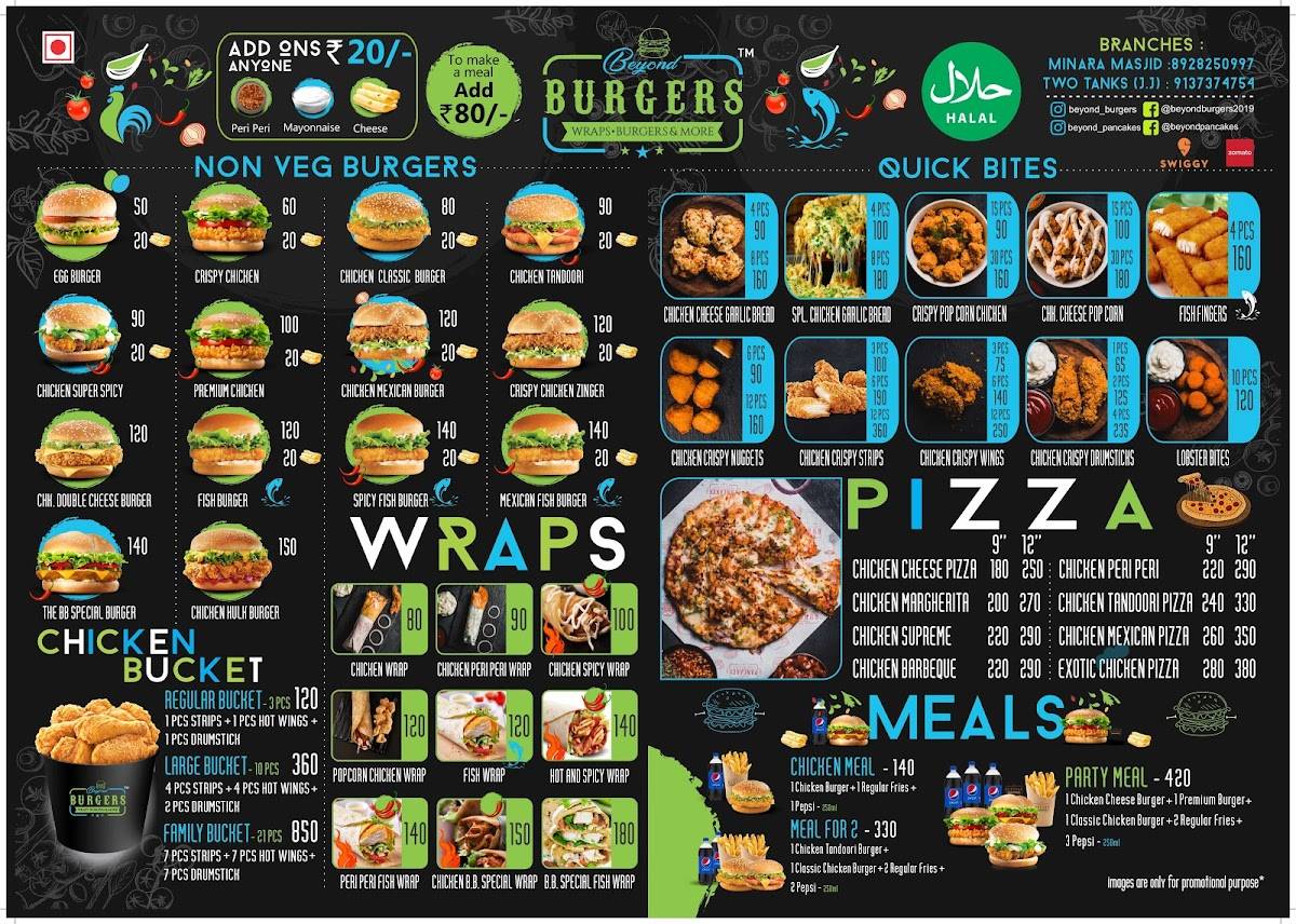 Menu at Beyond Burgers, Mumbai