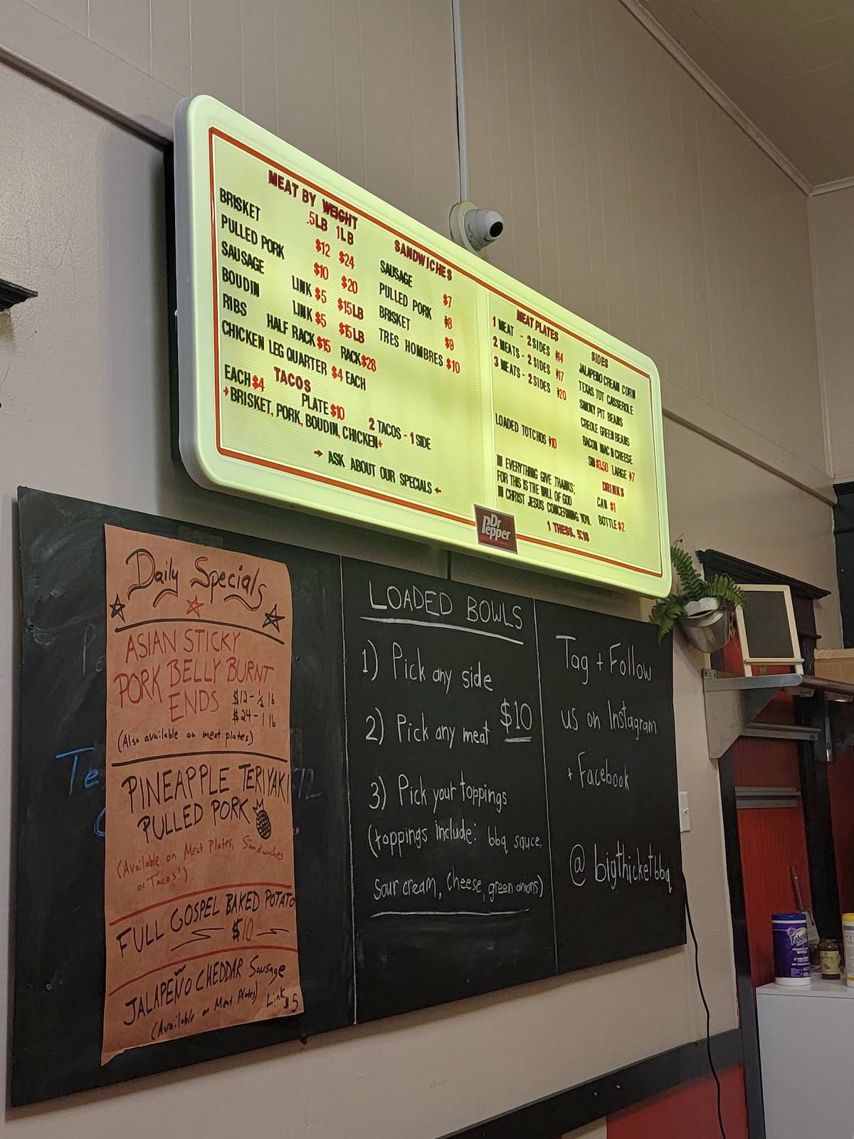 Menu at Big Thicket BBQ, DeRidder