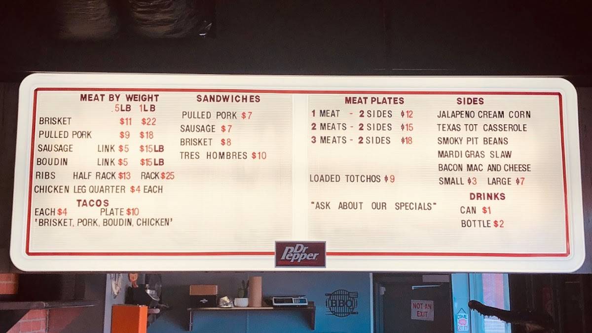 Menu at Big Thicket BBQ, DeRidder