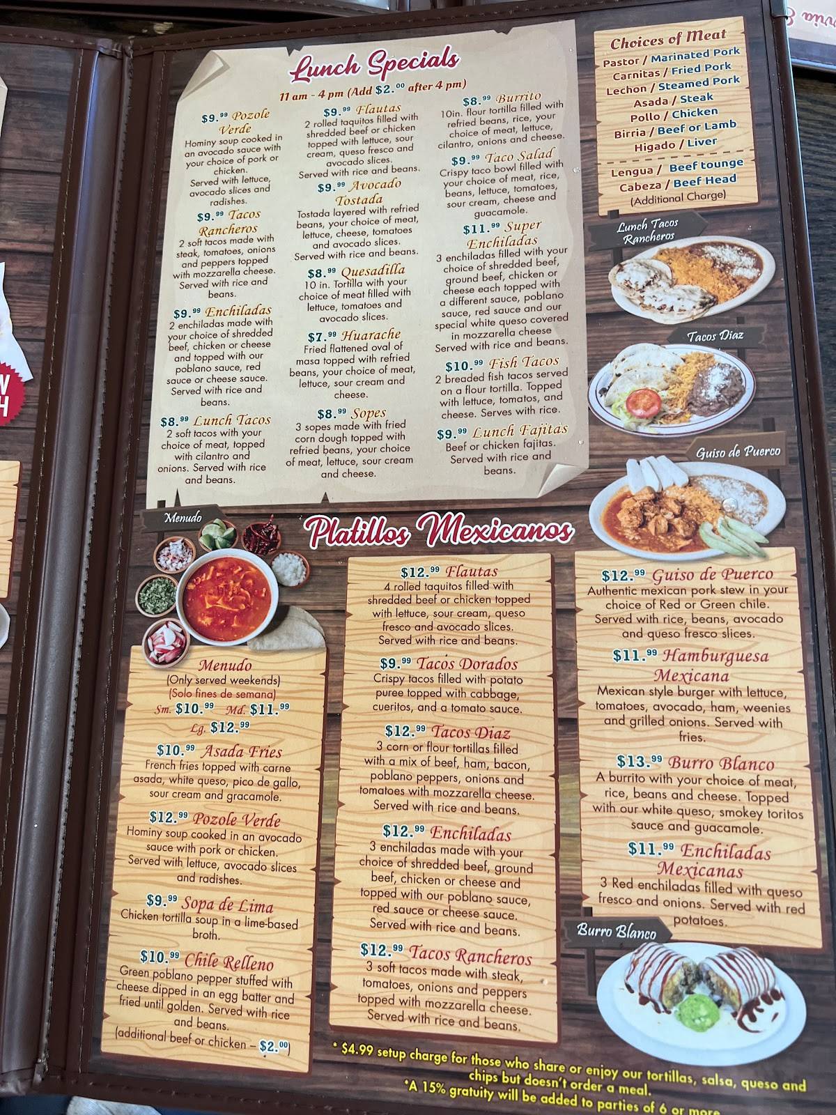 Menu at Birrieria Diaz restaurant, Bethany