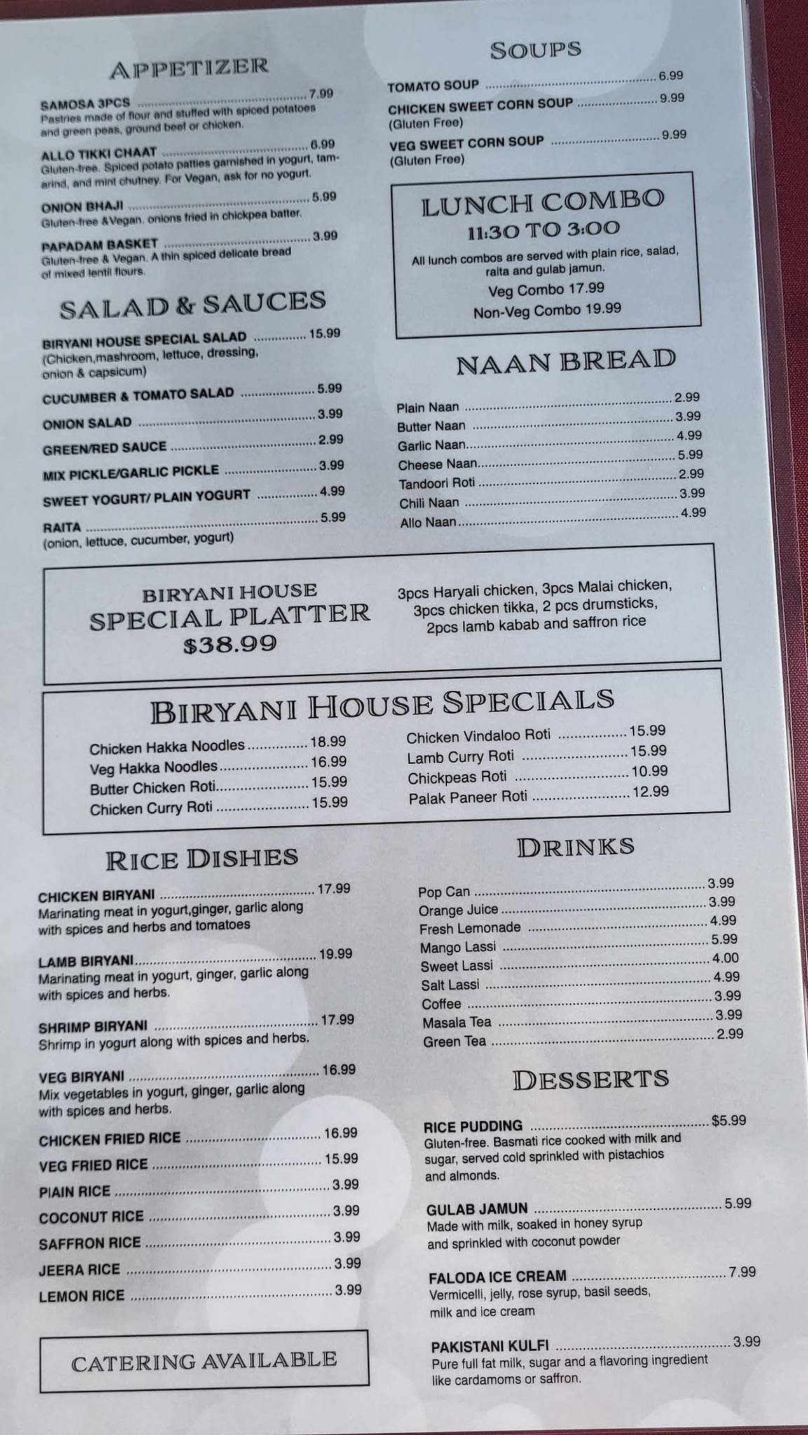 Menu at Biryani House Arnprior restaurant, Arnprior