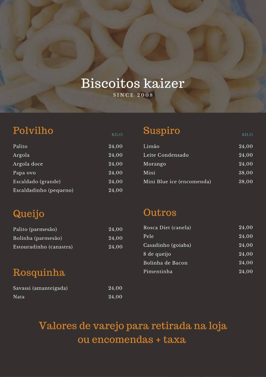 Menu em Biscoitos Kaizer, Belo Horizonte