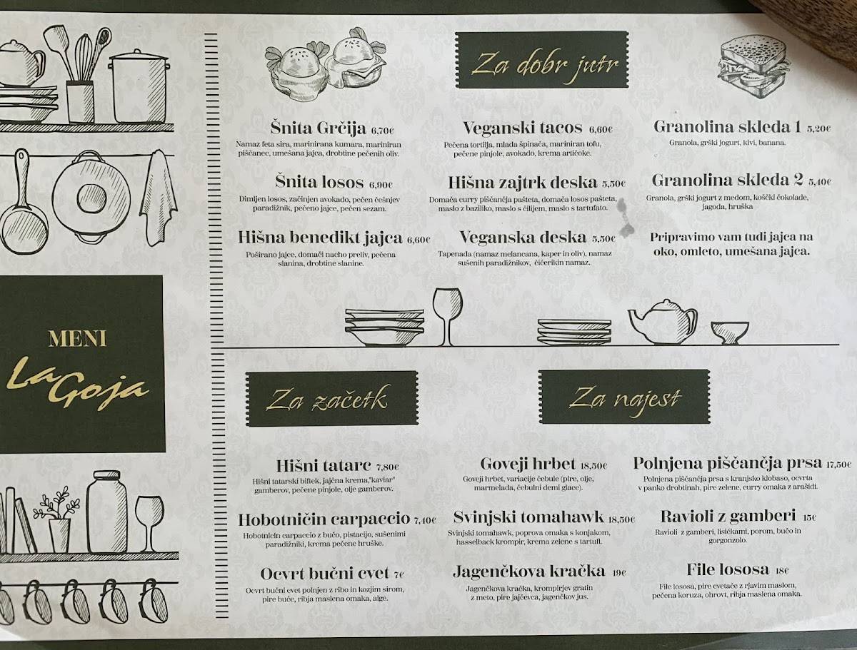 Menu at Bistro LaGoja, MERI, gostinske storitve d.o.o. pub & bar, Trzin