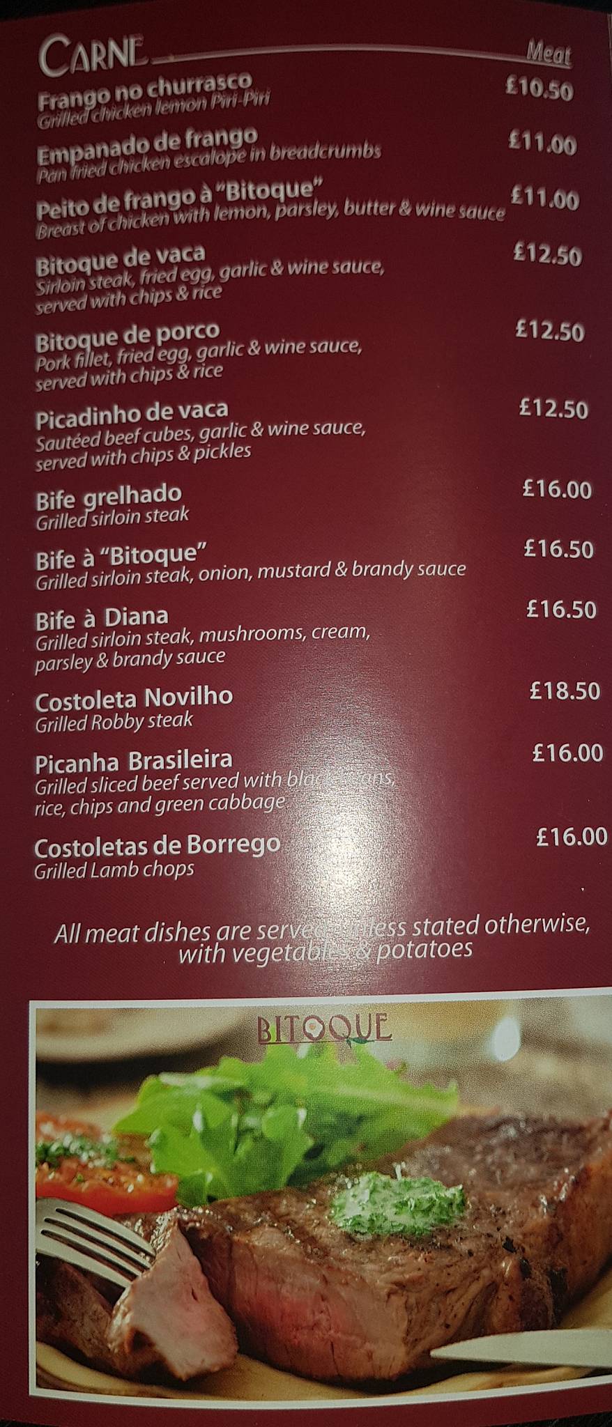 Menu at Arte restaurante, London