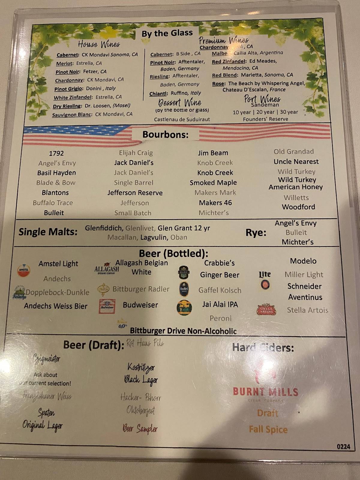 Menu at Black Forest Inn pub & bar, Stanhope
