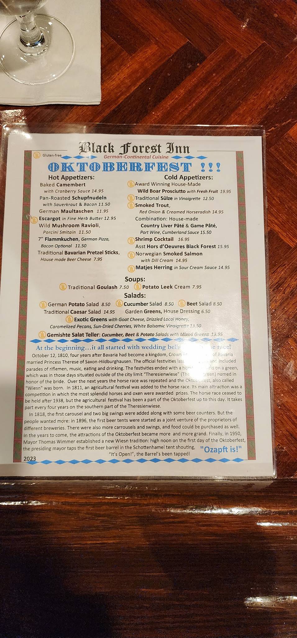 Menu at Black Forest Inn pub & bar, Stanhope