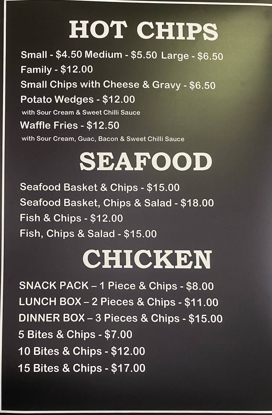 Menu at Black cat Cafe, Millmerran