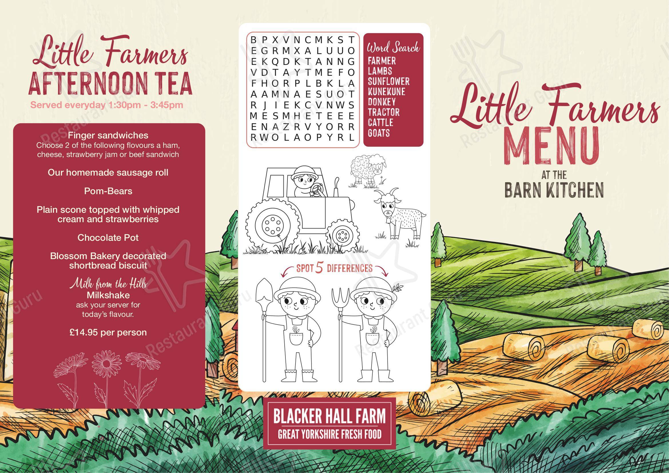 Menu at Blacker Hall Farm Shop cafe, Wakefield
