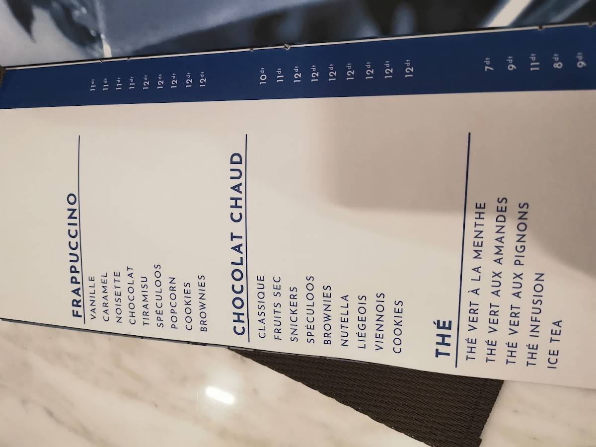 Menu au Blu Blu Sidi Bou restaurant, Site archéologique de Carthage