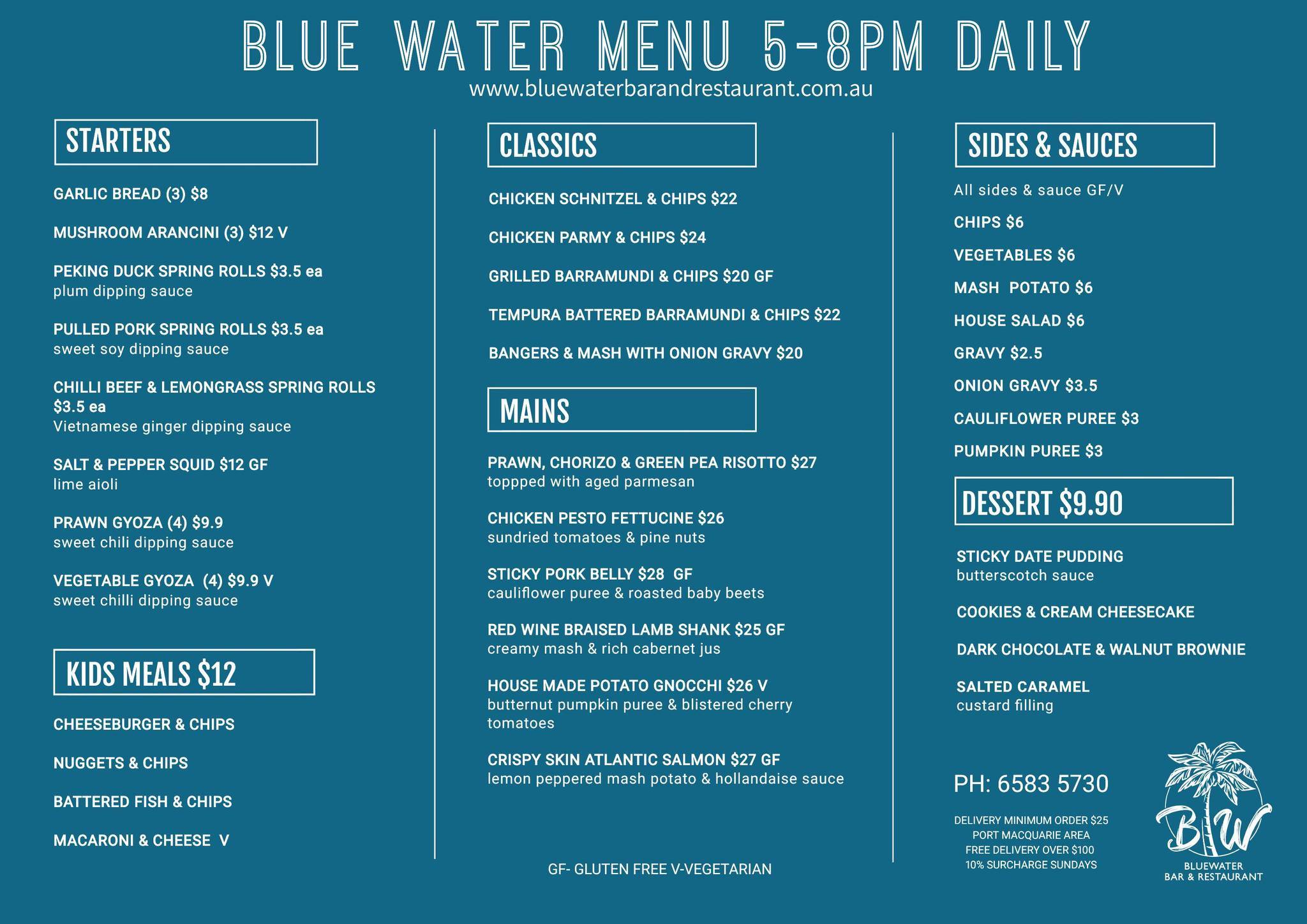Menu at The Local Flynn's Beach restaurant, Port Macquarie