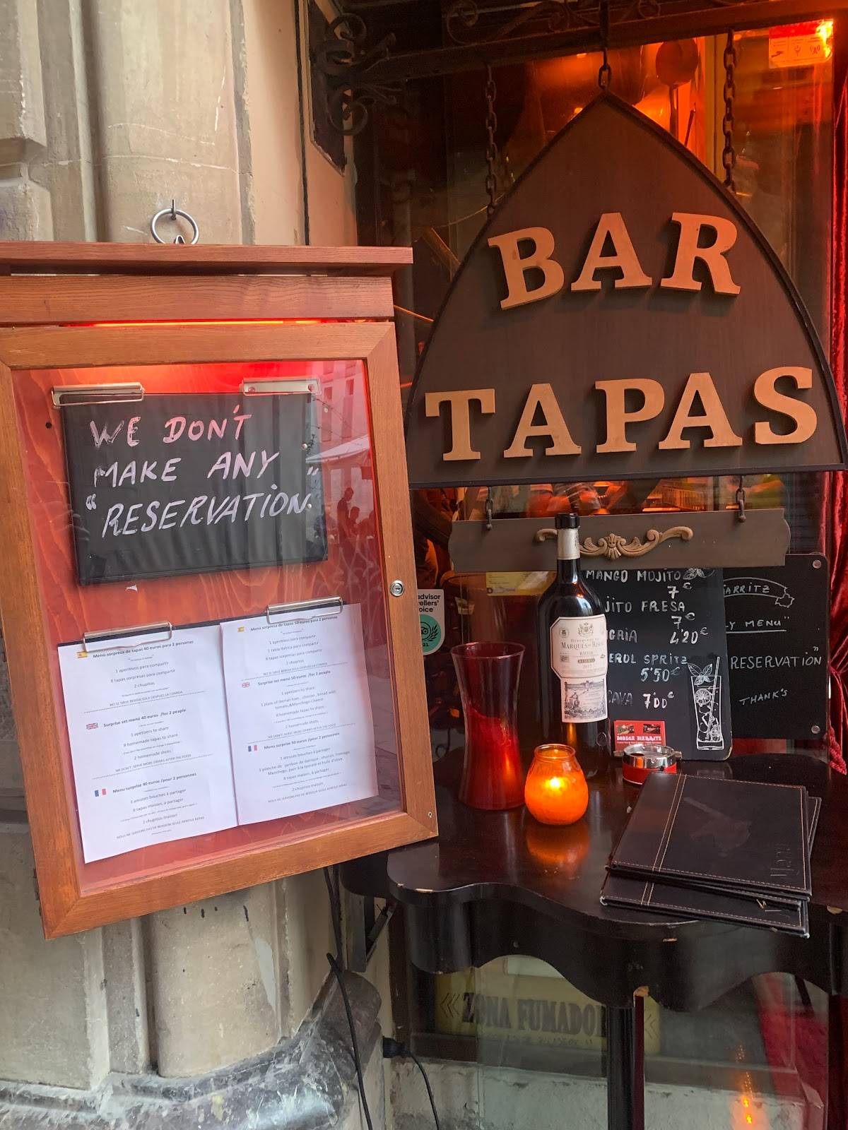 Menu at Bodega Biarritz 1881 restaurant, Barcelona, Carrer Nou de Sant ...