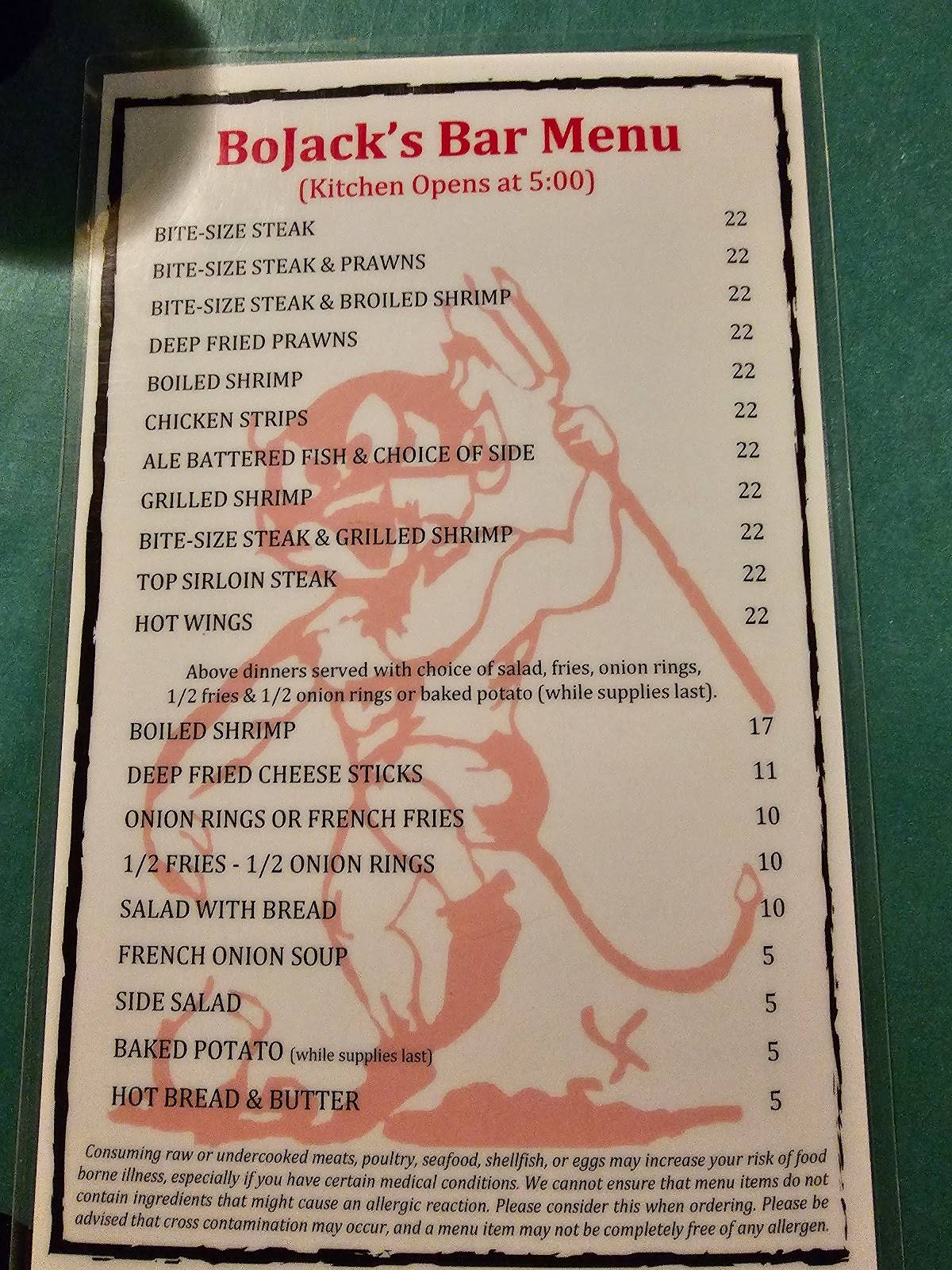 Menu at Bojack's Broiler Pit pub & bar, Lewiston