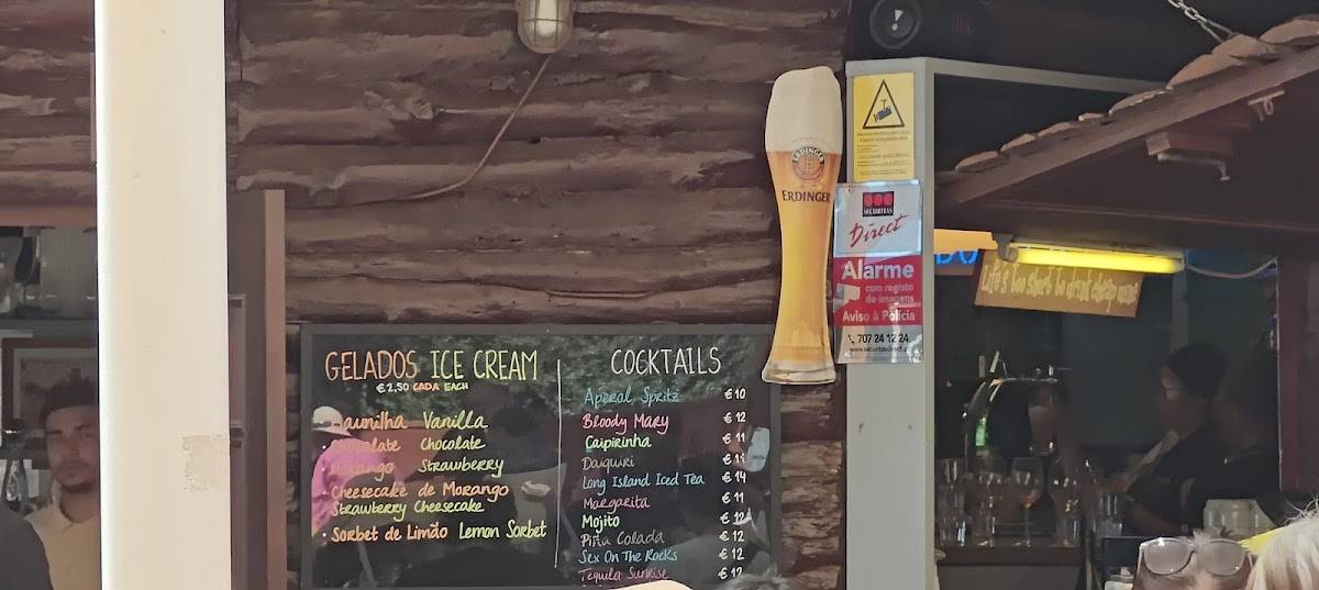Menu at Boneca Bar, Carvoeiro, Portugal