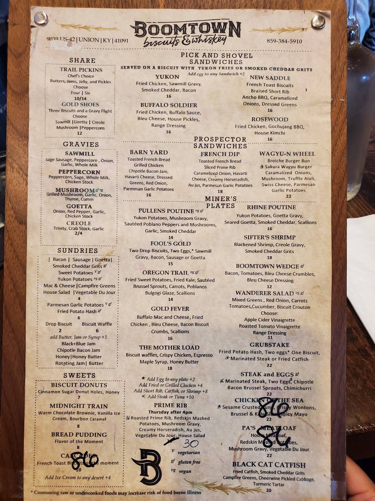 Menu at Boomtown Biscuits & Whiskey pub & bar, Union, US-42 suite h