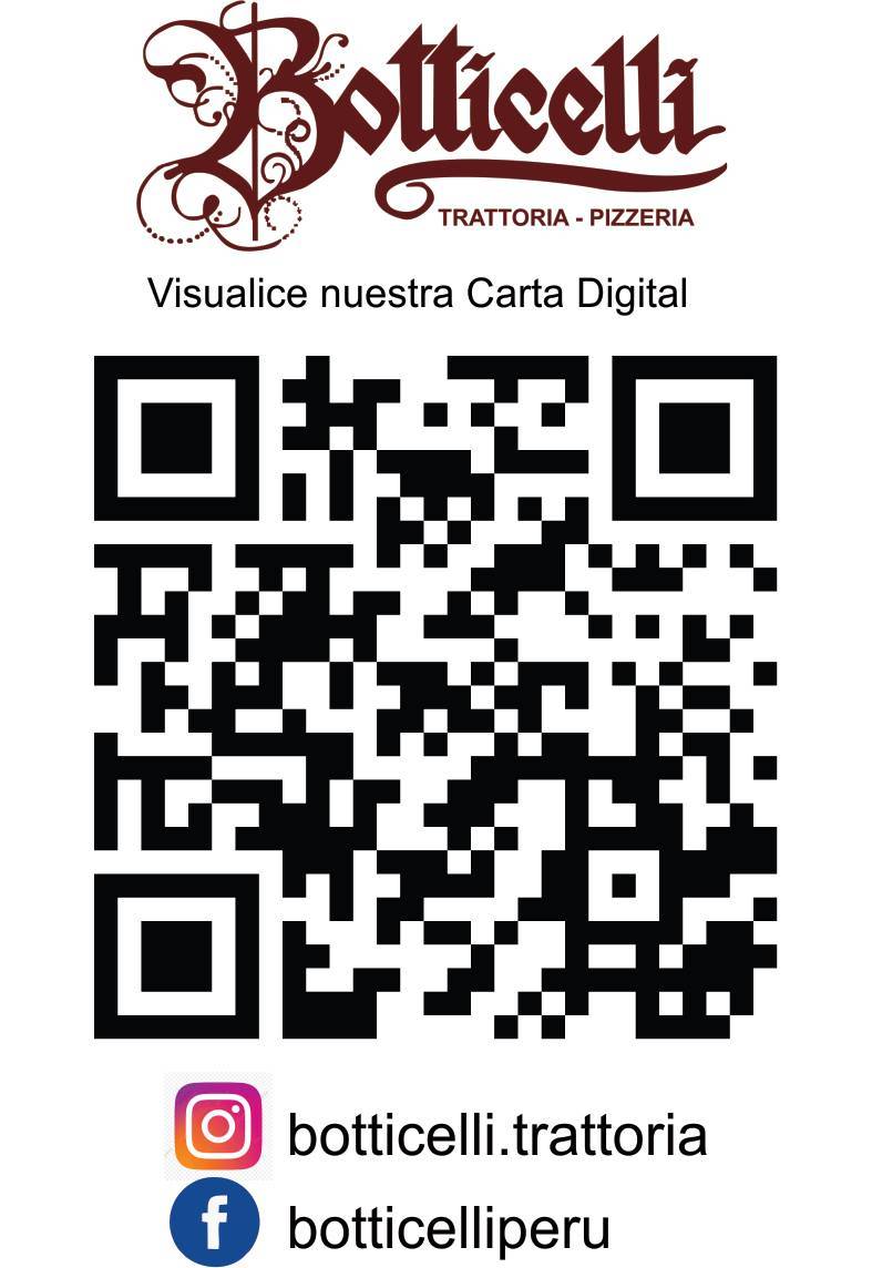 Carta del restaurante Botticelli, San Borja