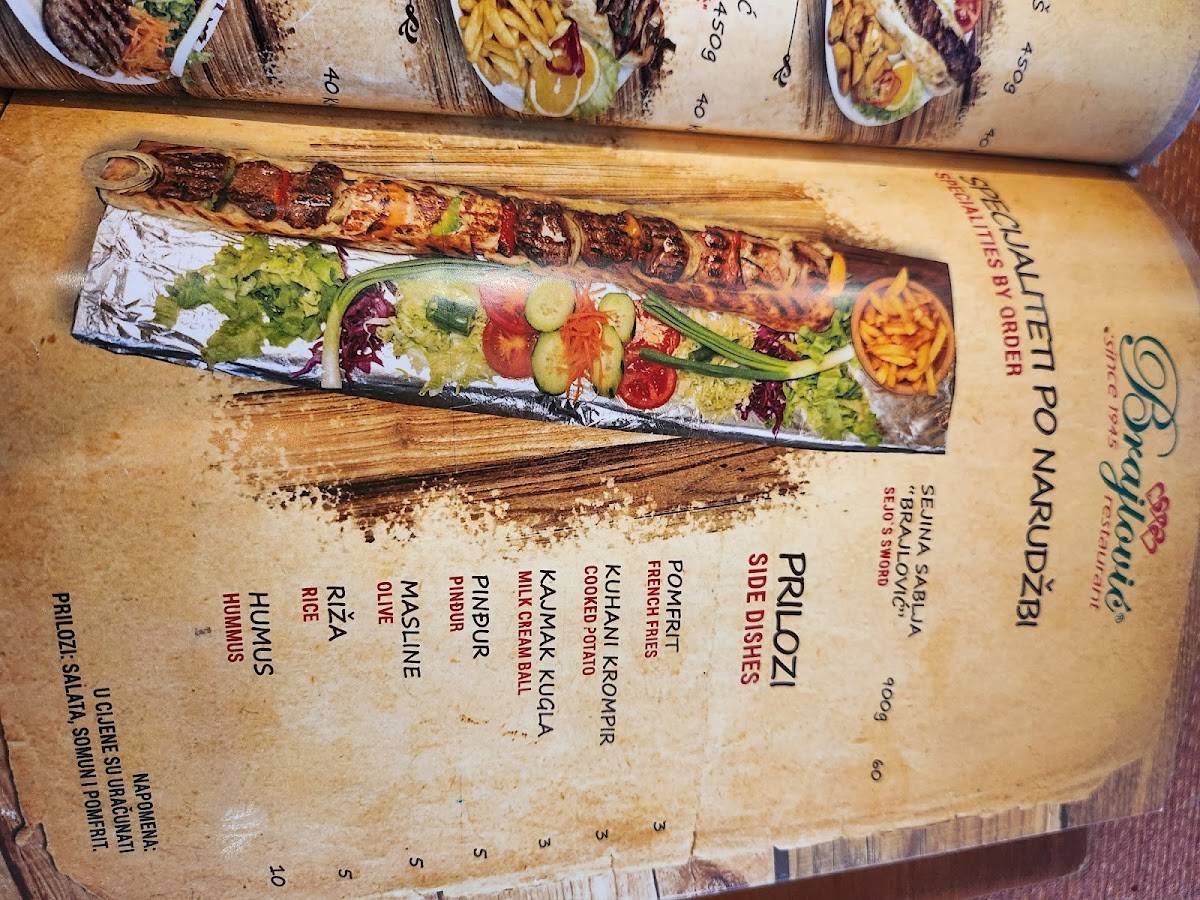 Menu at Brajlović restaurant, Ilidža, Samira Ćatovića Kobre 6