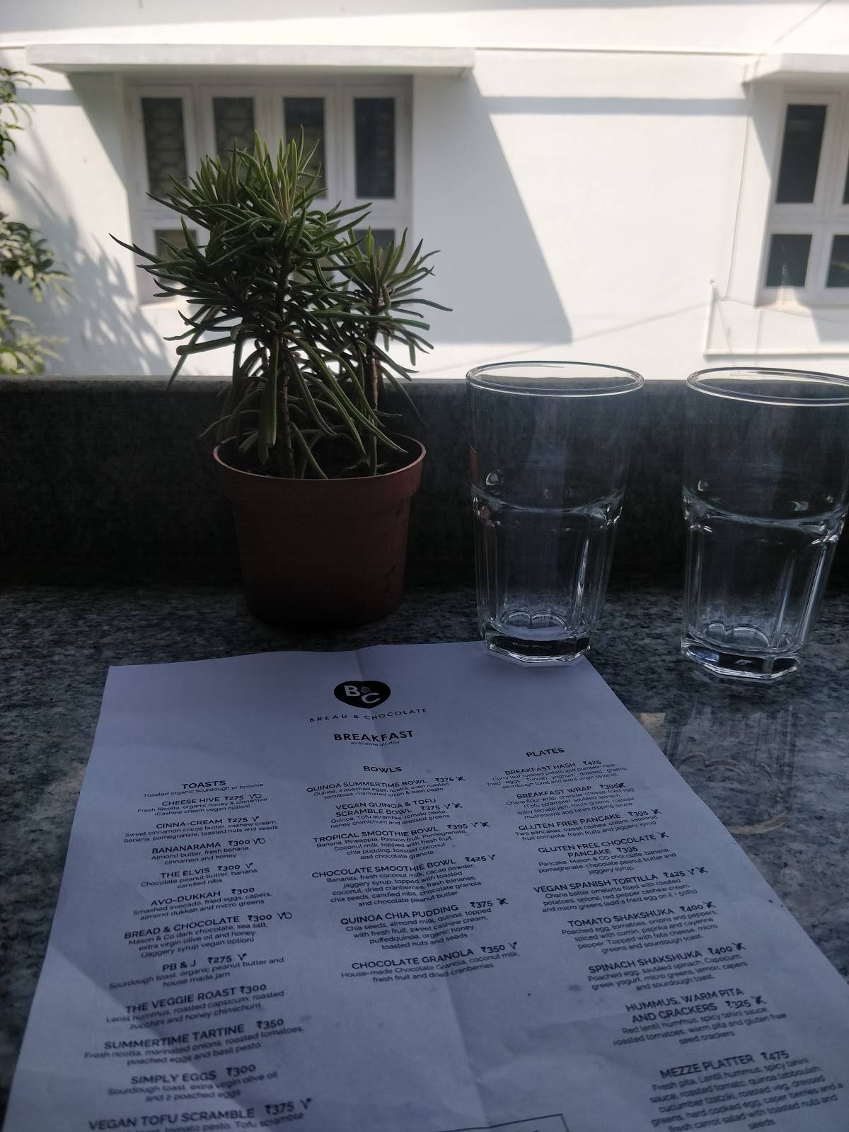 Menu at SOWL, Chennai