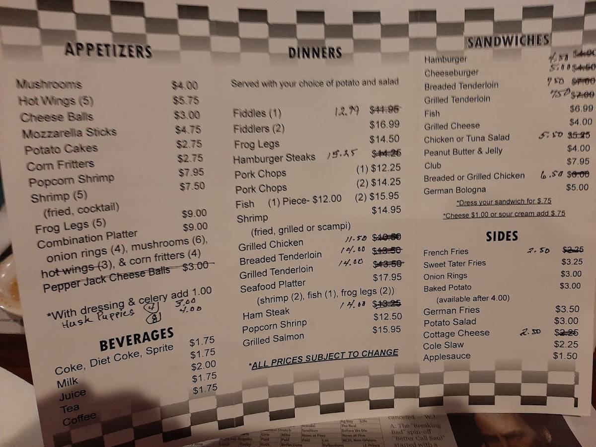 Menu at Break Time Bar & Grill, Loogootee