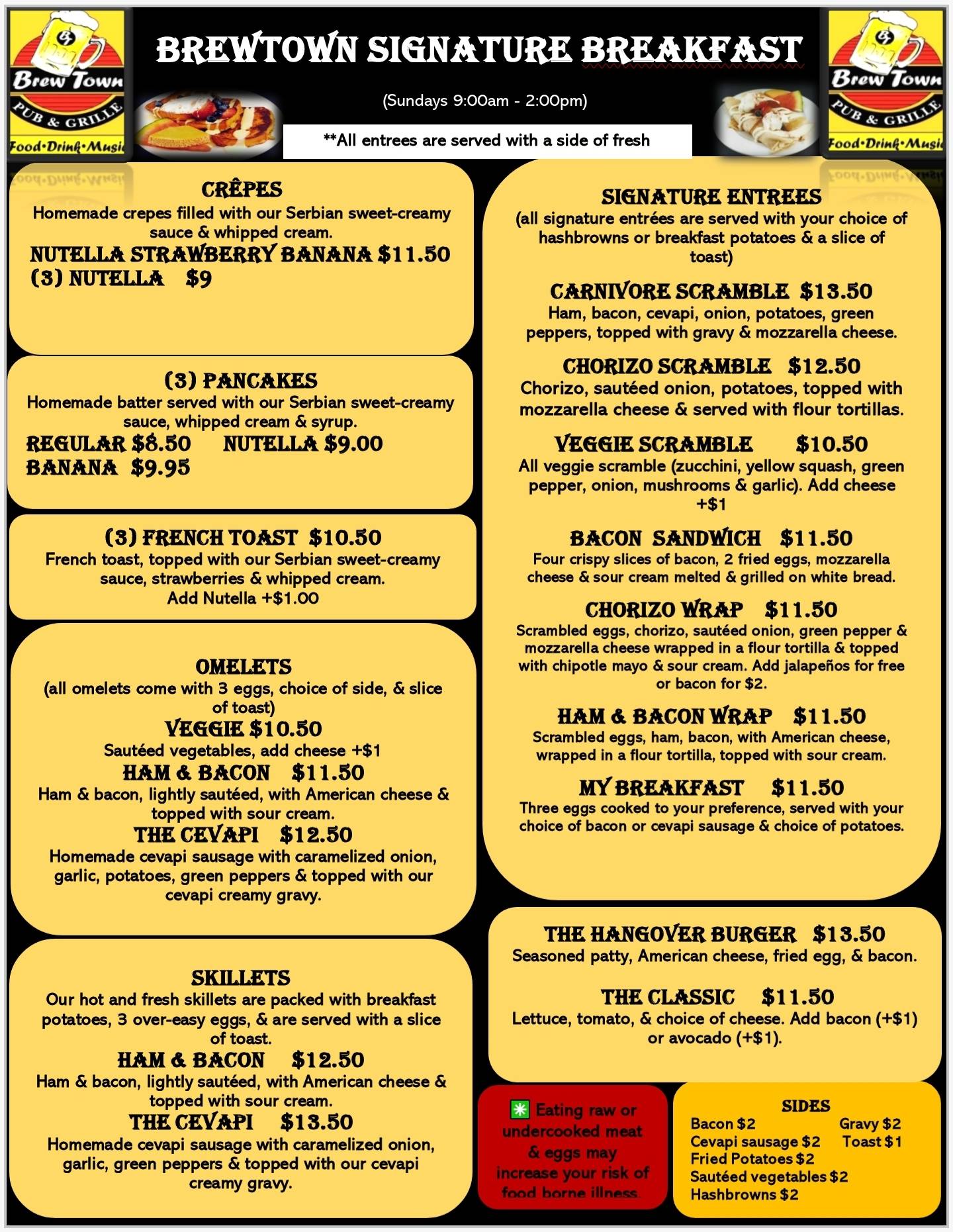 Menu at Brew Town Pub and Grill, South Milwaukee
