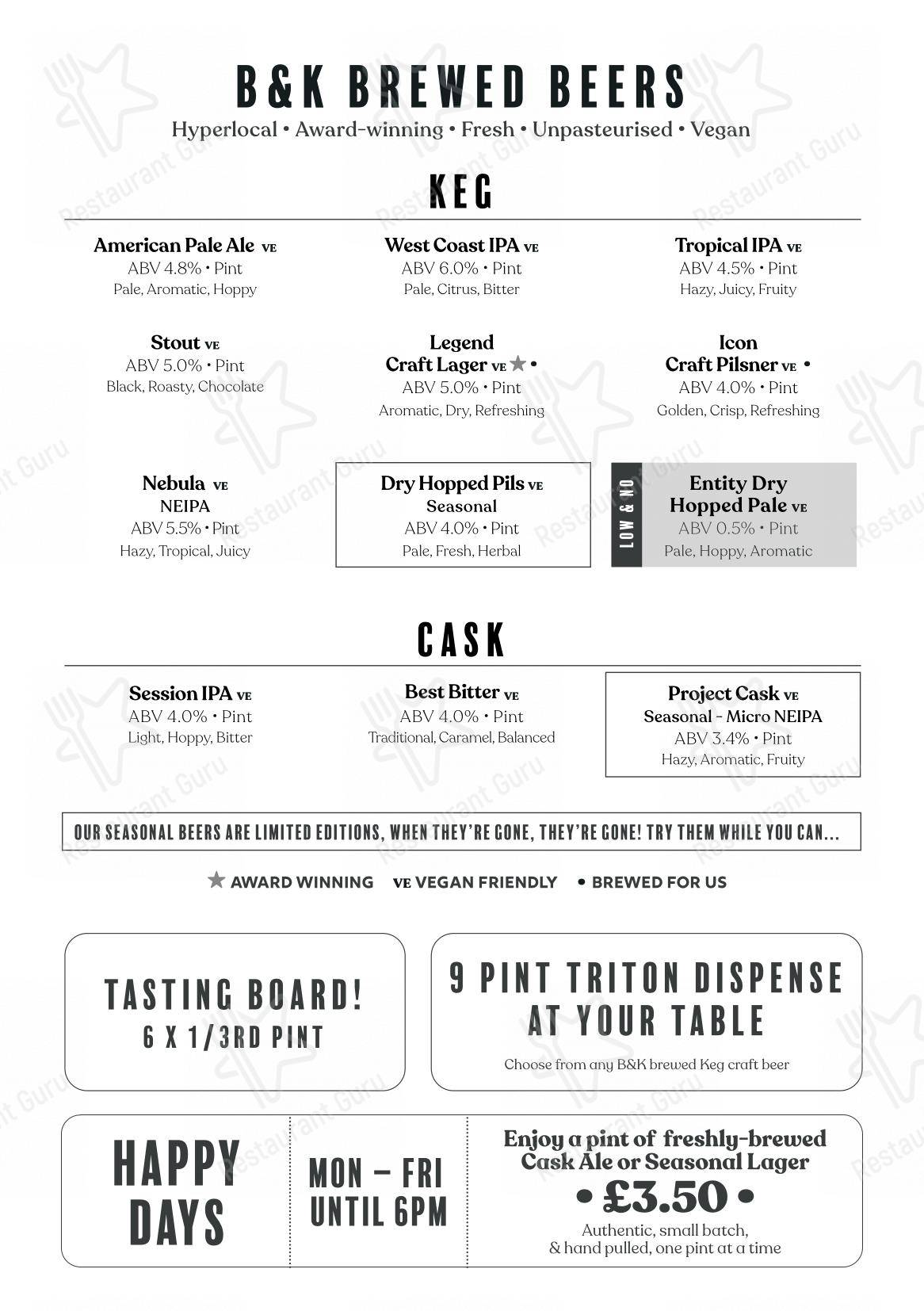 Menu at Brewhouse & Kitchen - Worthing pub & bar, Worthing