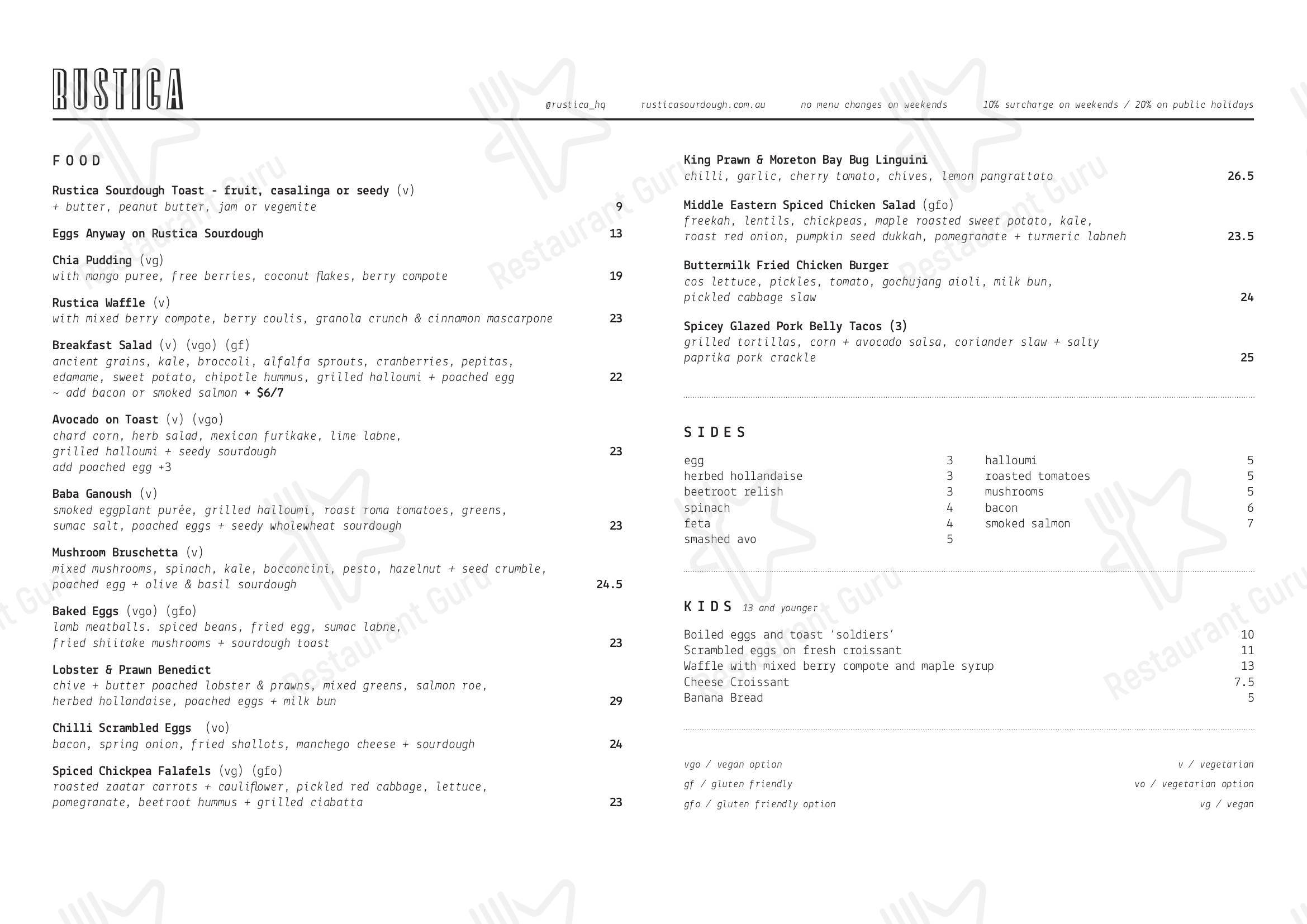 Menu at Brick Lane Melbourne cafe, Melbourne, 33 Guildford Ln