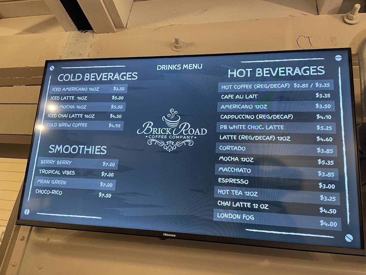 Menu at Brick Road Coffee Company restaurant, Richmond