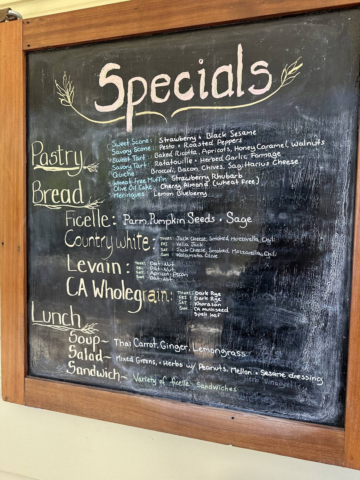 Menu at Brickmaiden Breads cafe, Point Reyes Station