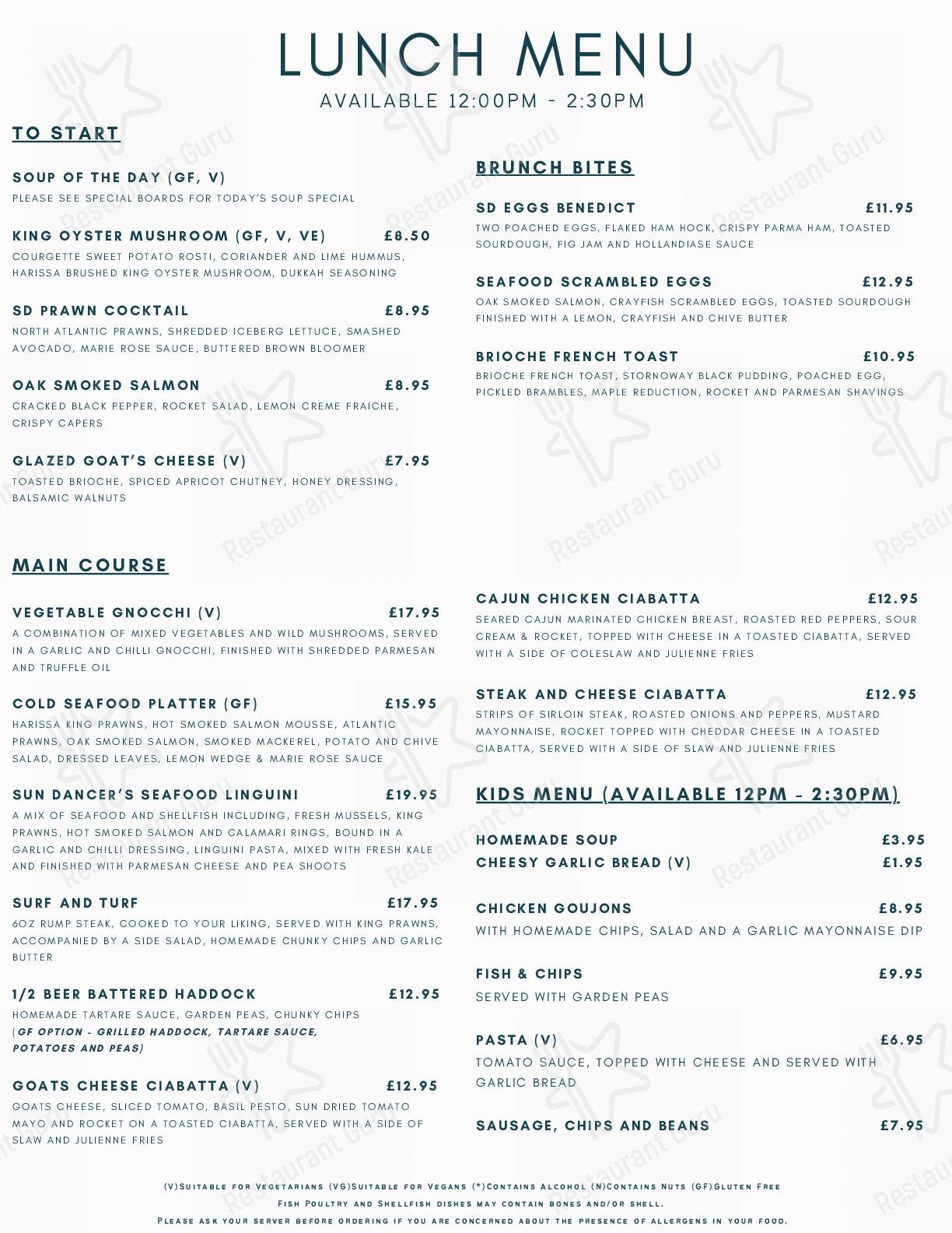 Menu at Brodie Countryfare restaurant, Brodie
