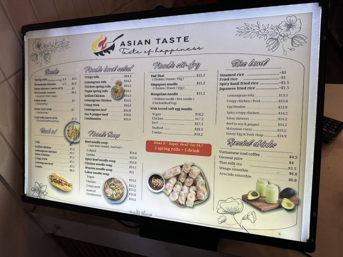Menu at Asian Taste Vietnamese cuisine restaurant, Brooklyn Park