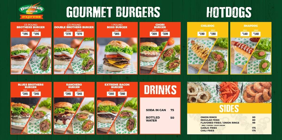 Menu at Brothers Burger Express - Robinsons Galleria restaurant, Quezon ...